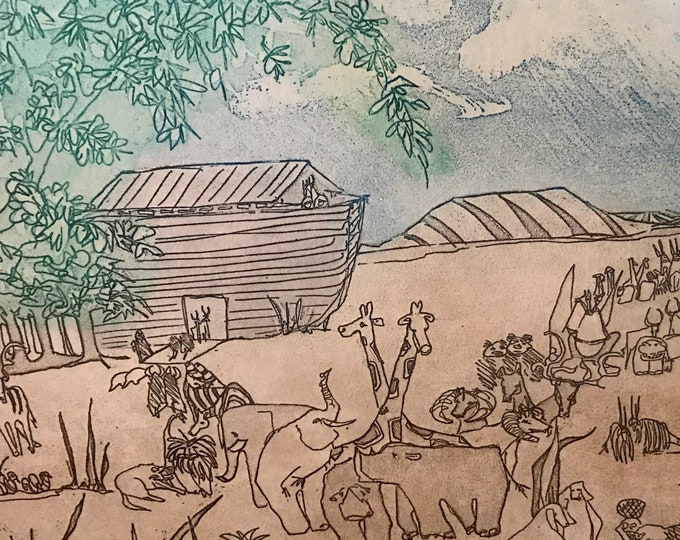 Noah's Ark Etching - Whimsical Signed Numbered Art - Jennifer Berringer ...