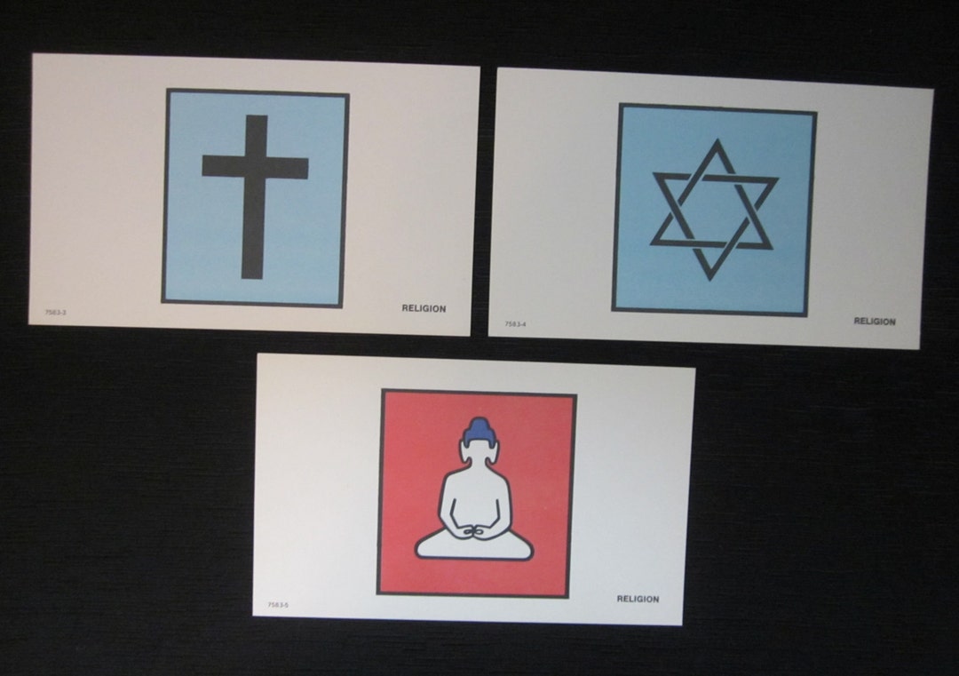 Trio of World Religion Sign and Symbol Flash Cards - 1973 - Milton ...