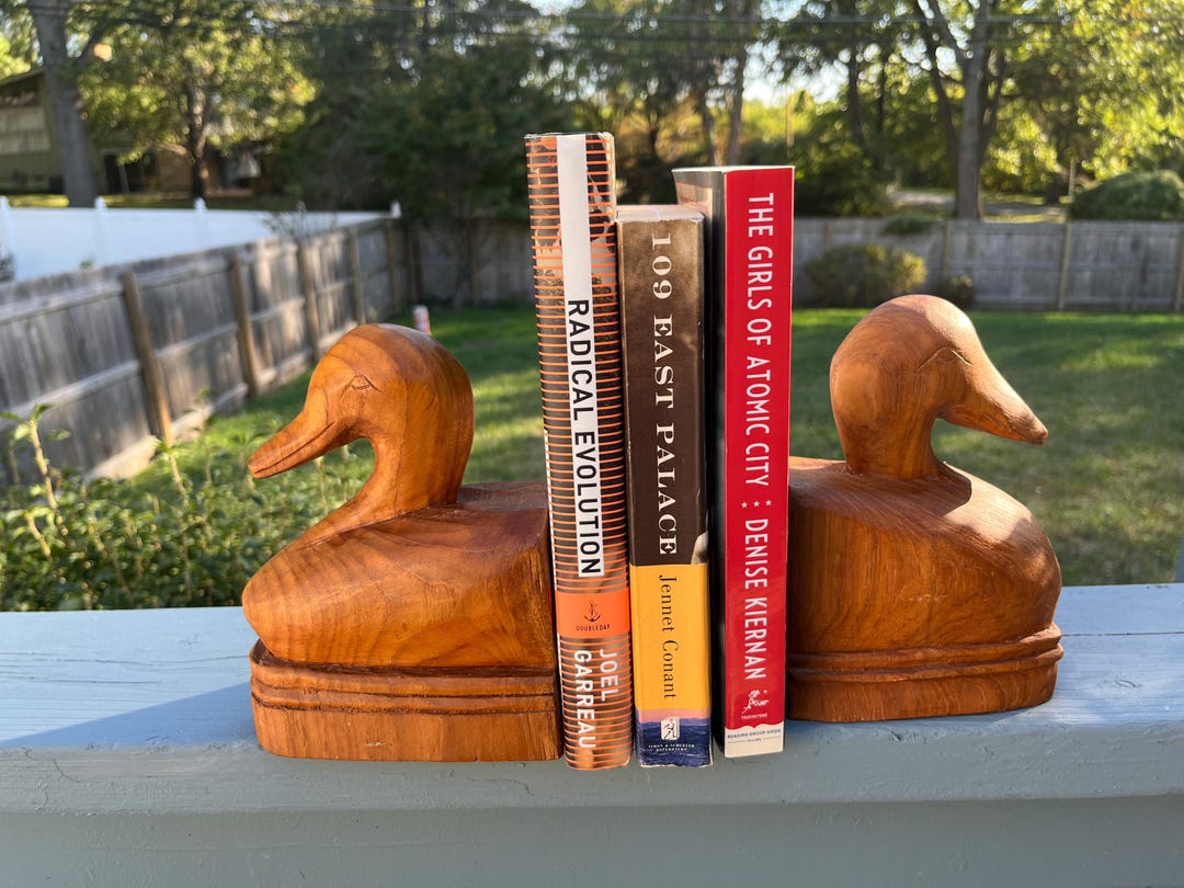Rustic Duckhead Bookend Set - Pair of Hand Carved Decoy Style Figures ...