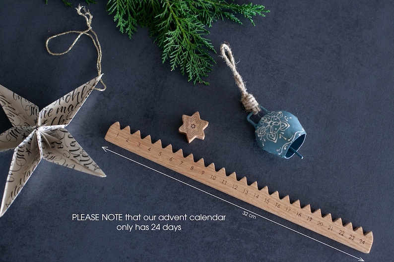 Wooden Oak Advent Calendar With Star, Minimalist Christmas Countdown ...