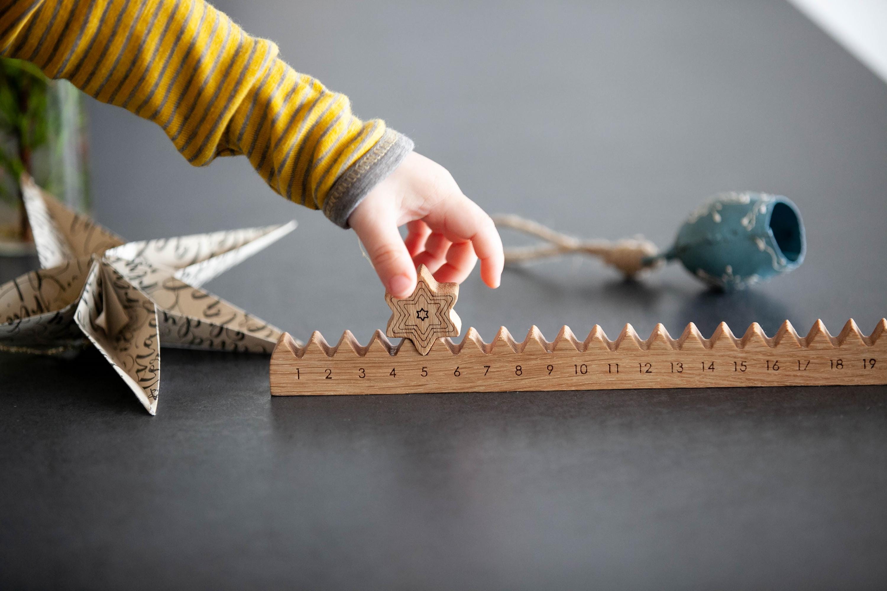 Wooden Oak Advent Calendar With Star, Minimalist Christmas Countdown ...