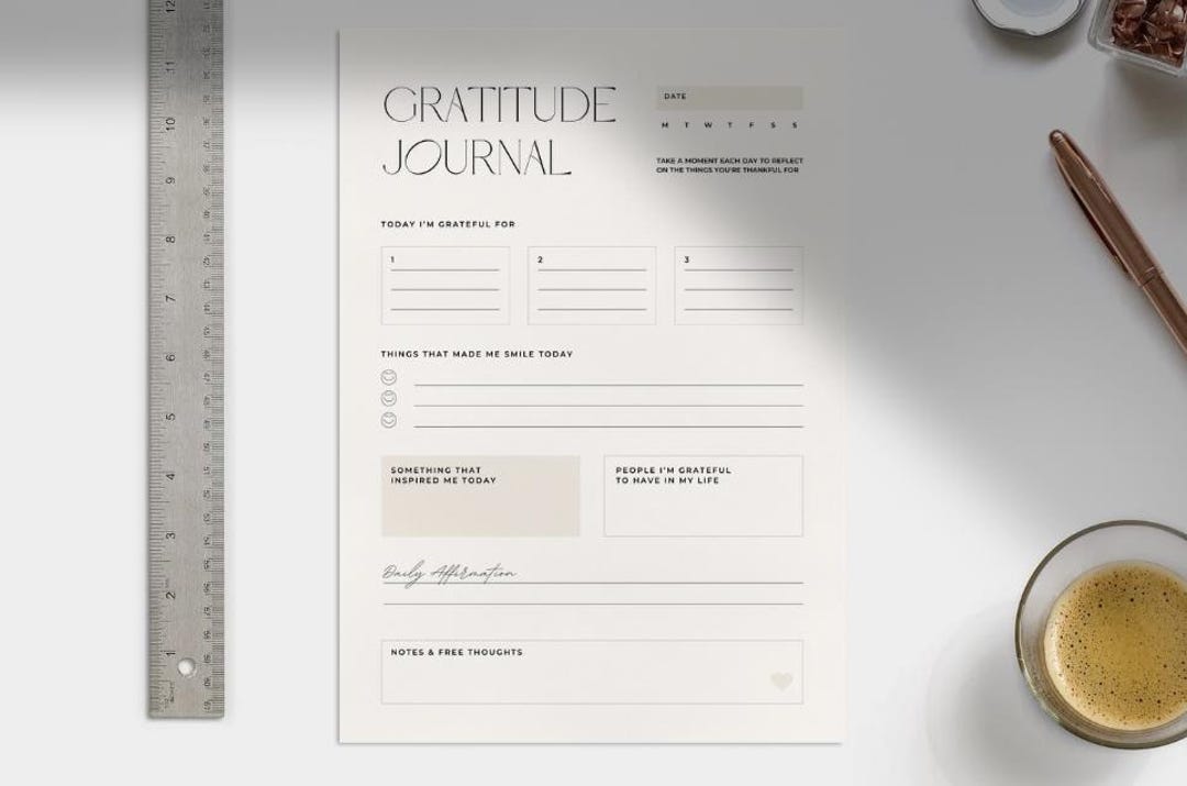 Gratitude Journal 2 Page Printable | Daily Reflection Worksheet X2 ...