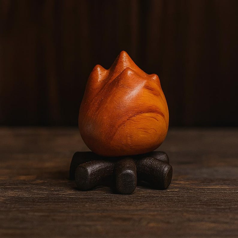 Handcrafted Wooden Flame Figurine – Calcifer Inspired Campfire ...