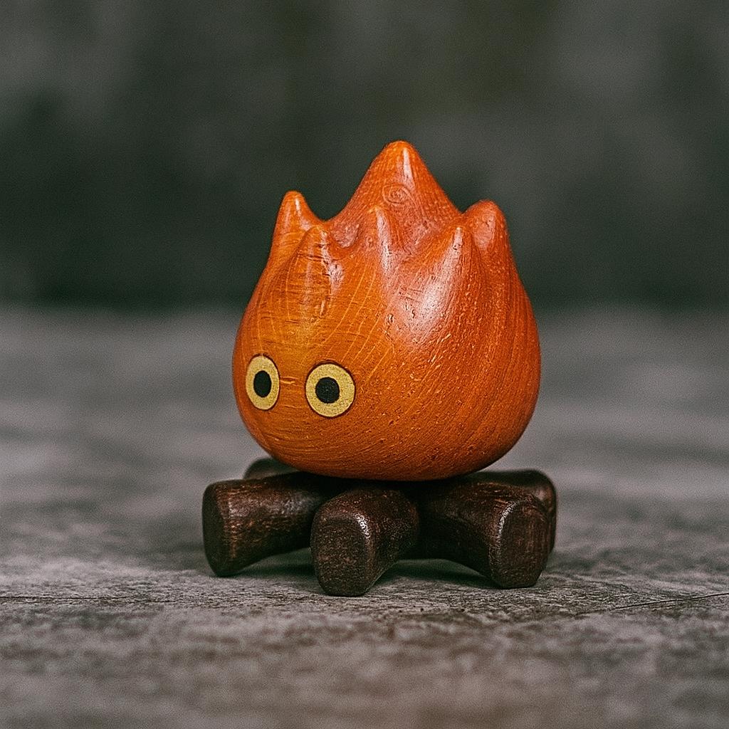 Handcrafted Wooden Flame Figurine – Calcifer Inspired Campfire ...