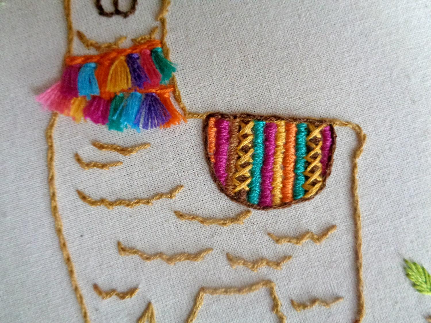 Alpaca Hand Embroidery Design Image Floral Embroidery Cute Alpaca ...