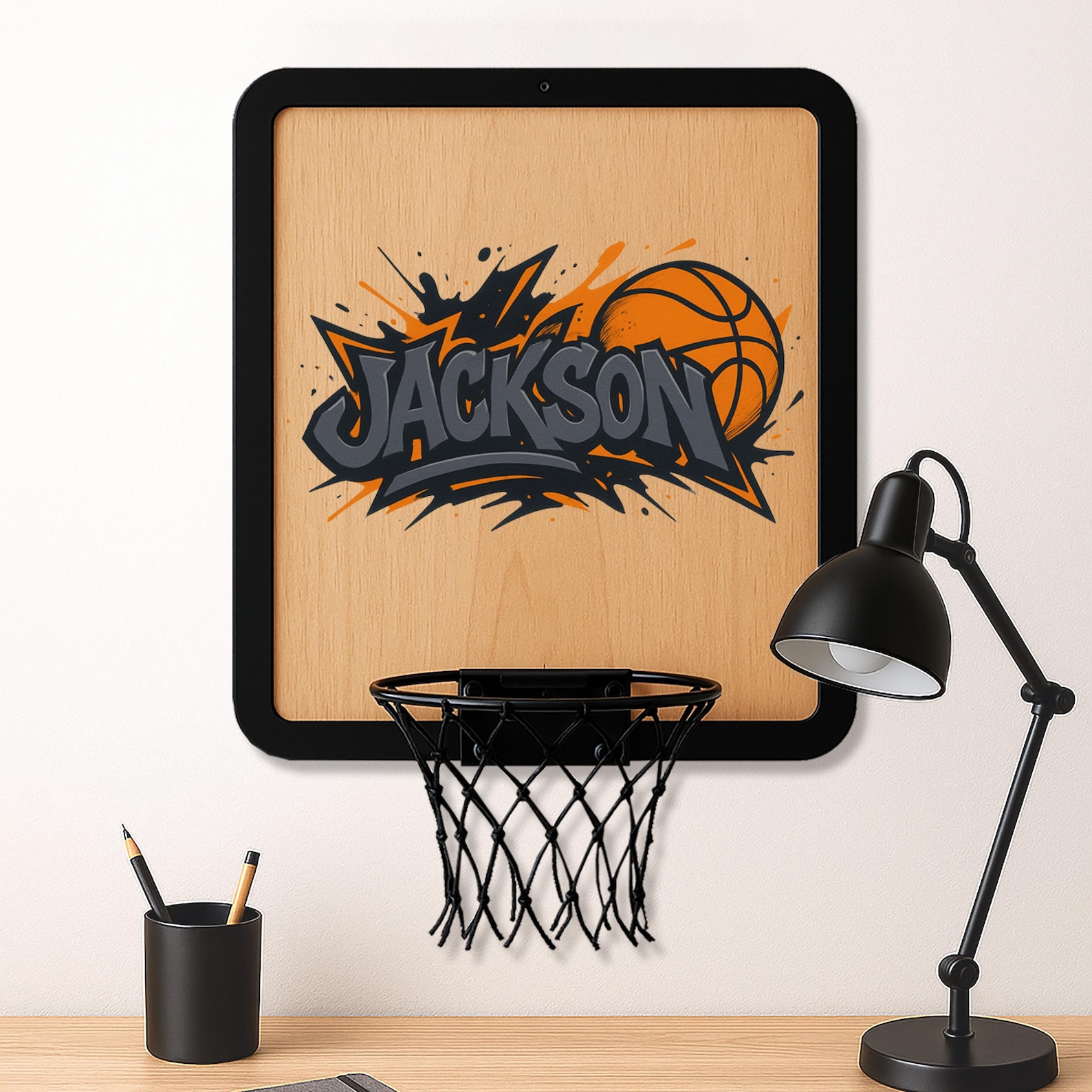 Custom Beech Wood Basketball Hoop – Personalized Graffiti Name Wall ...