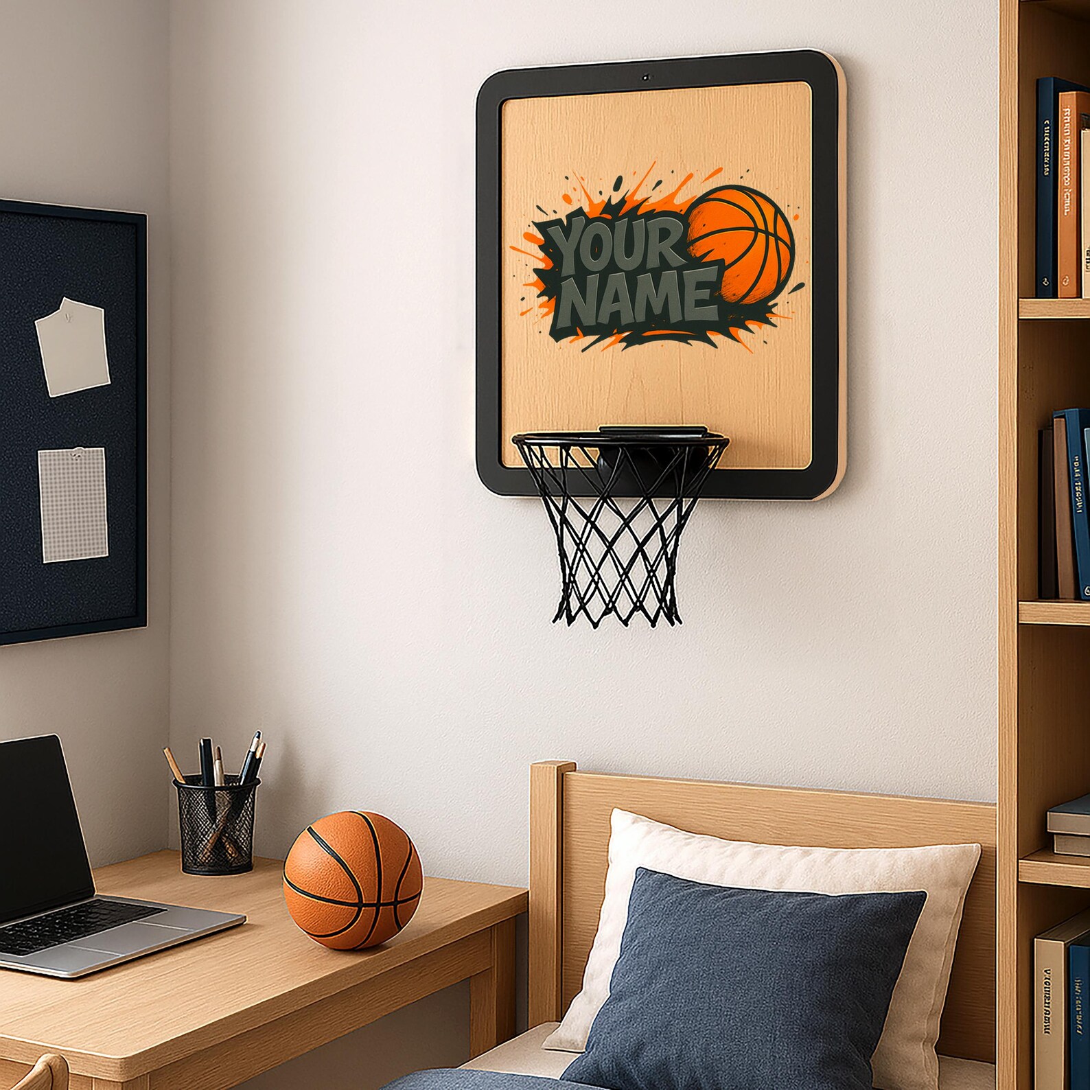 Custom Beech Wood Basketball Hoop – Personalized Graffiti Name Wall ...