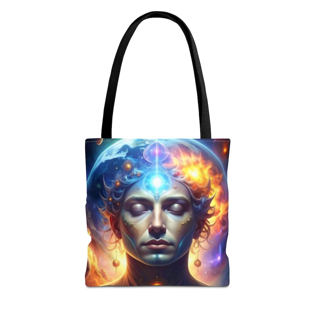 Third Eye Mystic Face Tote Bag | Spiritual Cosmic Art - Etsy