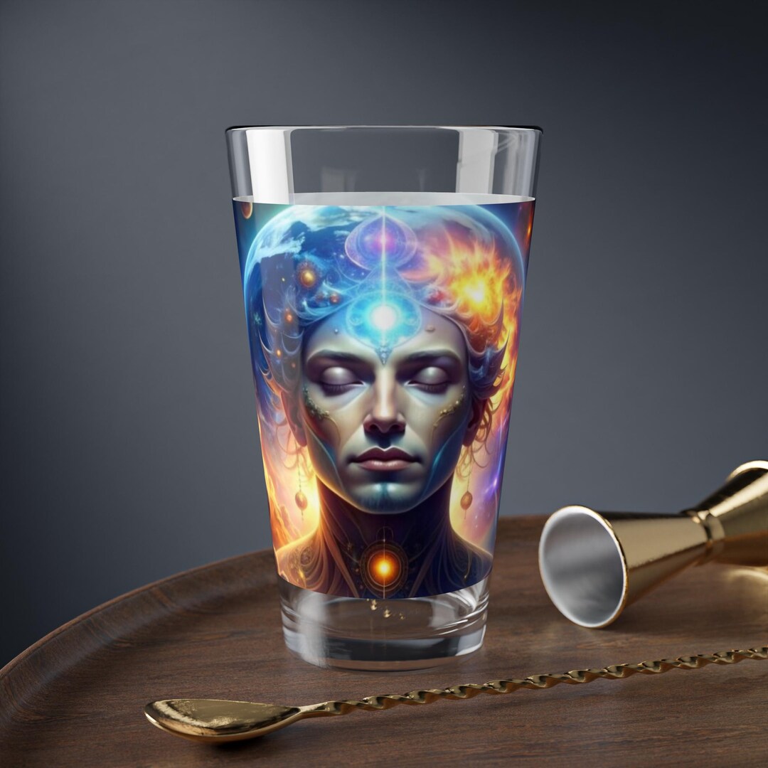 Cosmic Third Eye Portrait Mixing Glass | 16oz Pint Glass, Psychedelic ...