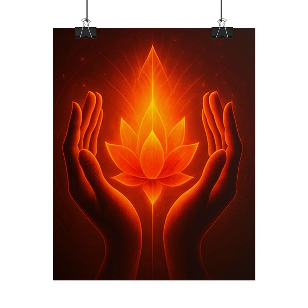 Glowing Lotus Hands Rolled Poster | Spiritual Meditation Wall Art - Etsy