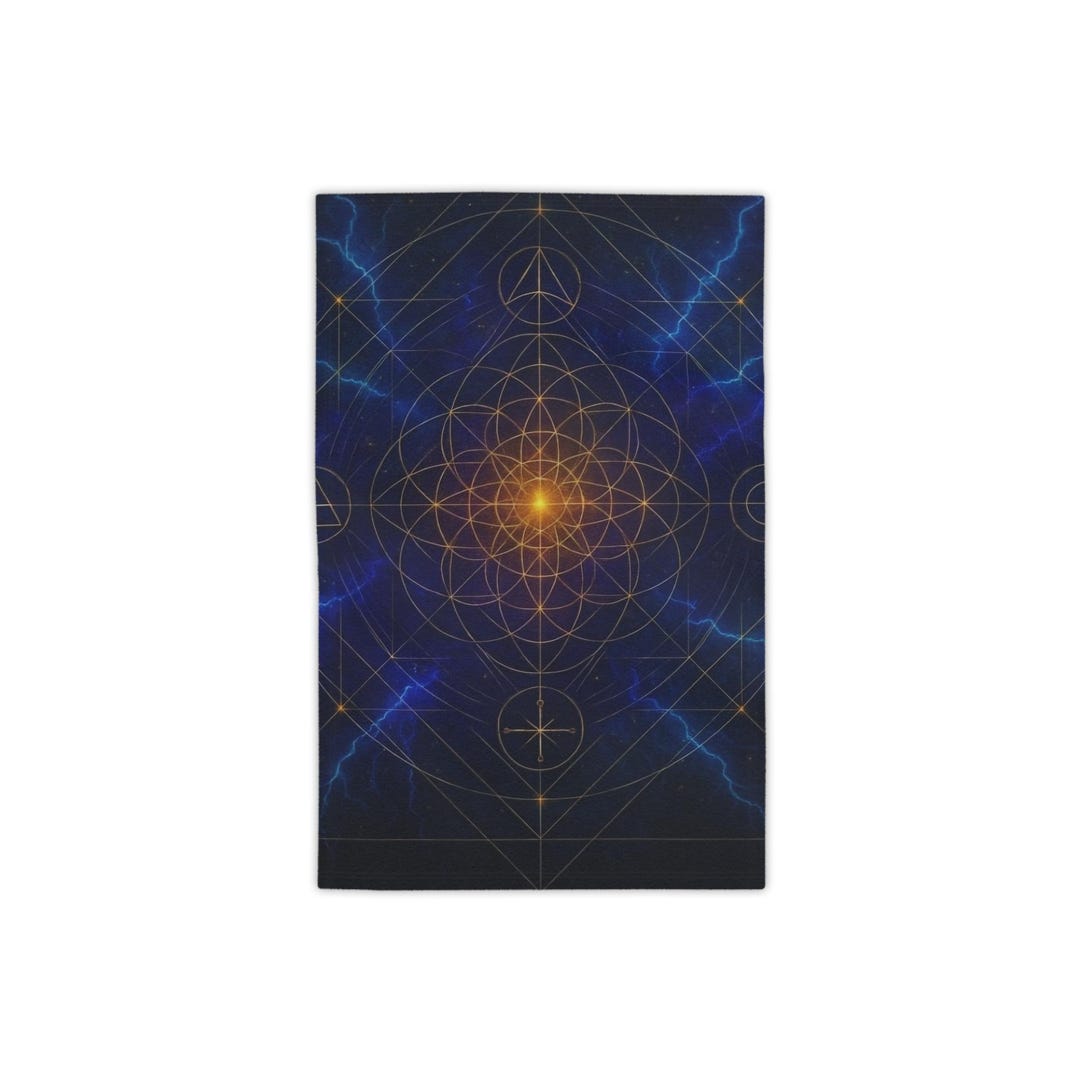 Golden Sacred Geometry Beach Towel | Cosmic Mandala Nautical Design - Etsy
