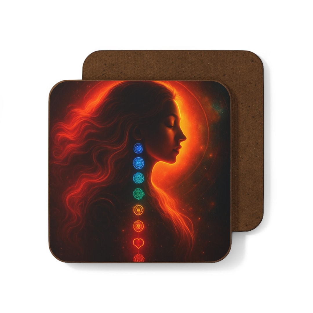 Chakra Woman Profile Hardboard Coaster | Spiritual Energy Art - Etsy