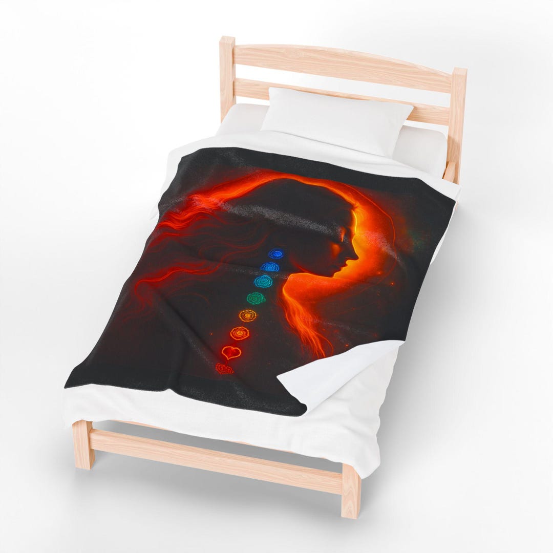 Chakra Silhouette Velveteen Plush Blanket | Woman Profile, Seven ...