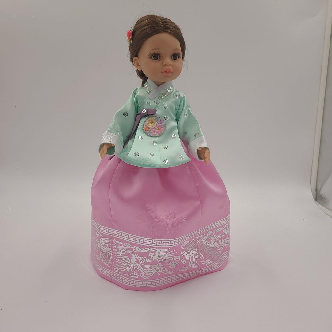 Korean Traditional Hanbok for Paola Reina – Mint Jeogori & Pink Chima ...
