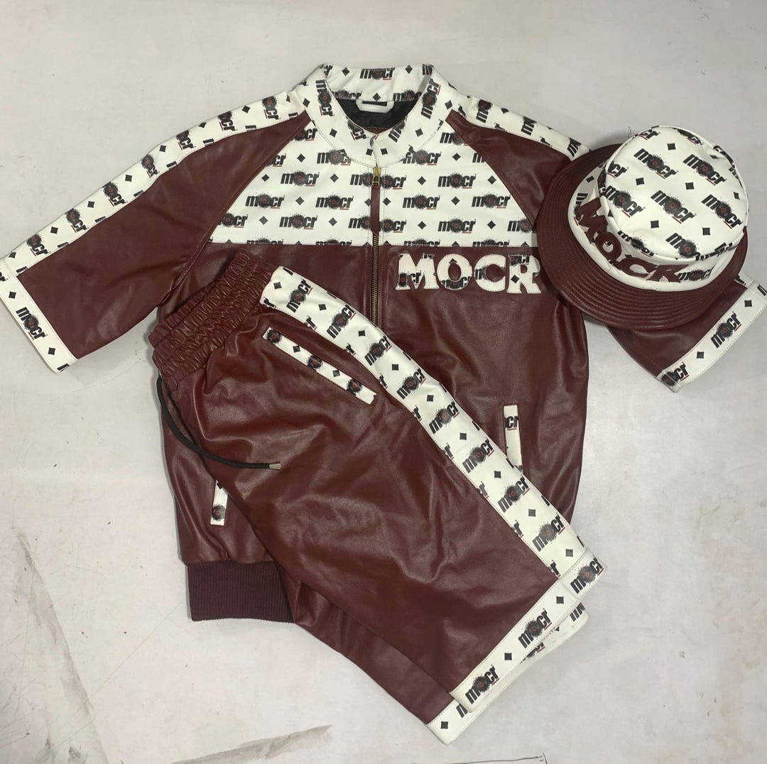 Handmade Luxury Leather Tracksuit With Matching Bucket Hat Custom ...