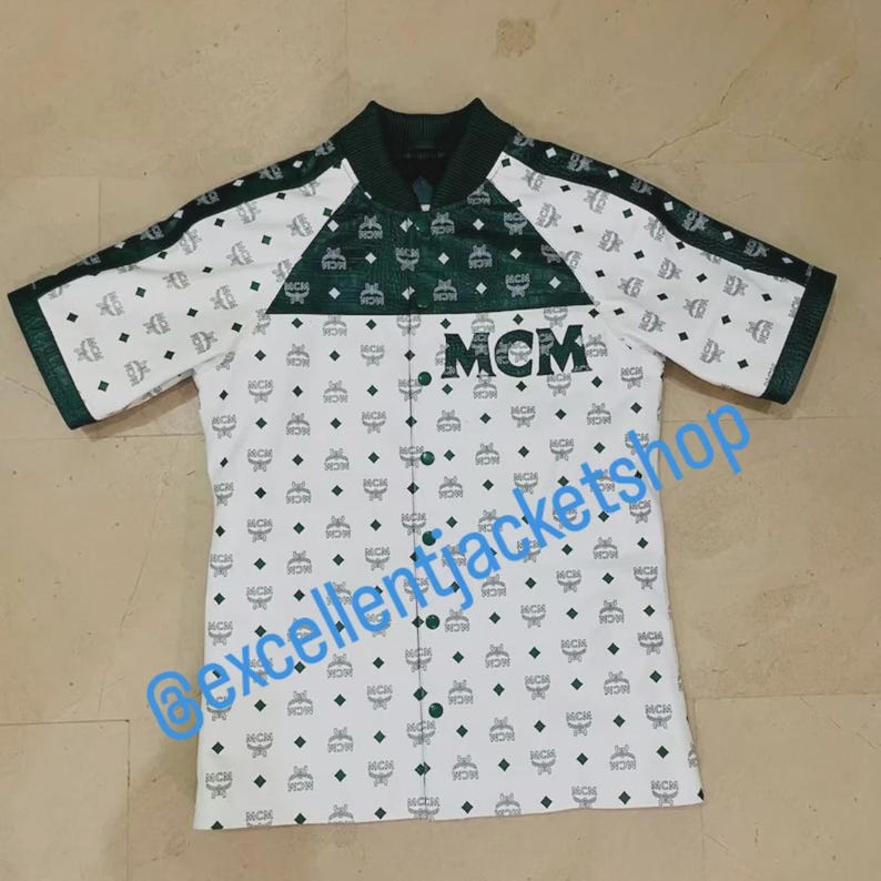 Vintage MCM Dapper Dan Short Suit Custom White & Green Leather Outfit ...
