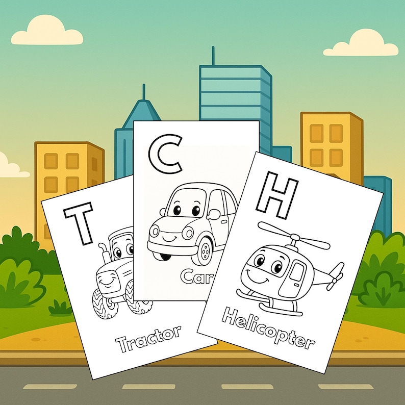 ABC Transport Coloring Book – A to Z Vehicles for Kids | Instant PDF ...