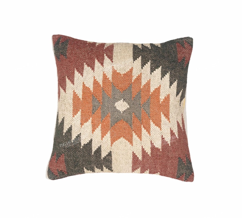 Set of 4 Handwoven Aztec Cushion Covers, Earth Tone Tribal Pillow ...