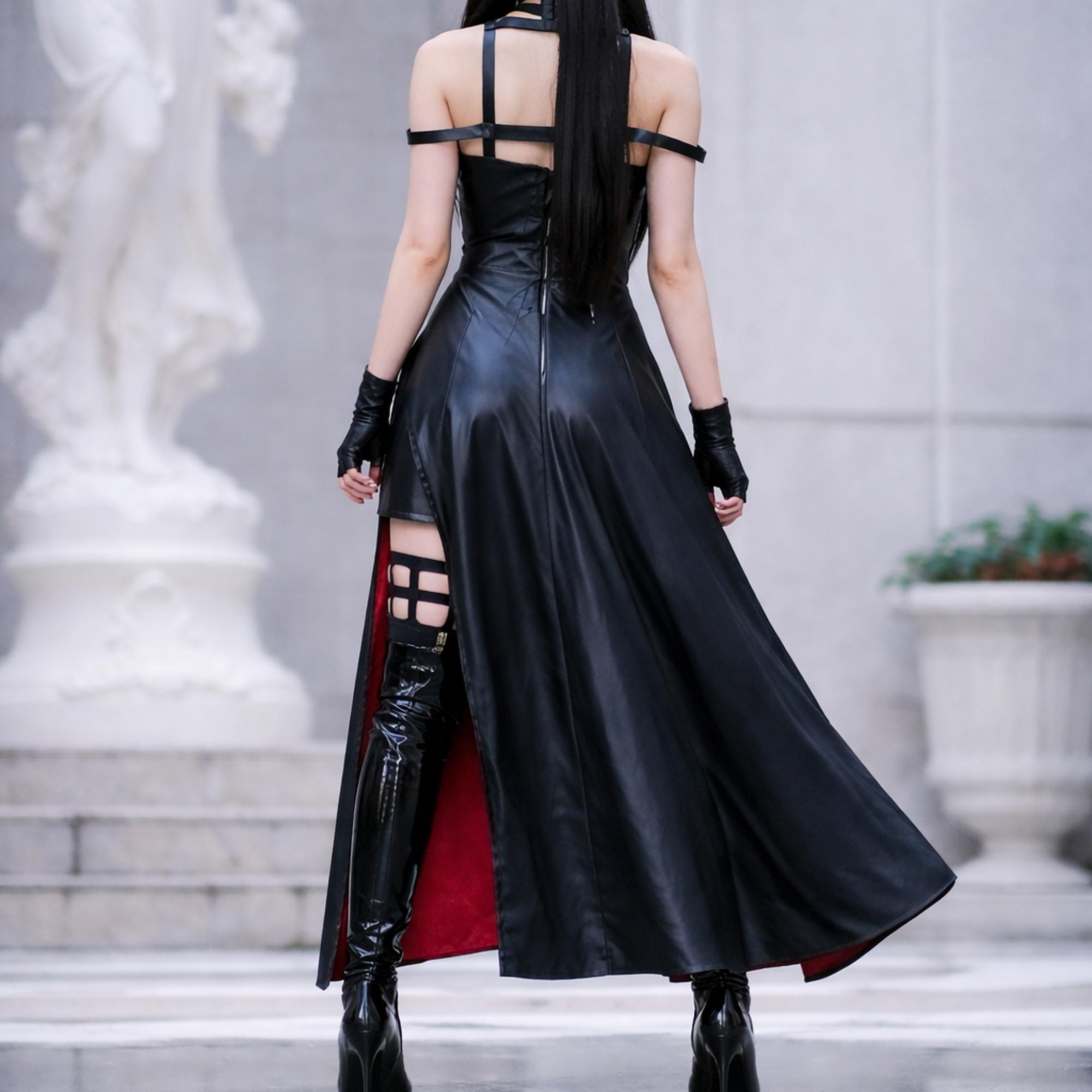 Black Gothic Femme Fatale Cosplay Costume, Red Lining - Etsy