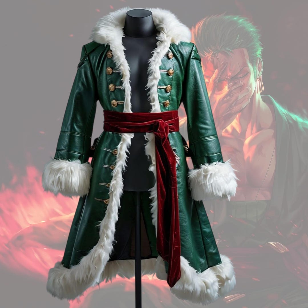 Anime Warrior Leather Cosplay Coat, Fur Trim, Christmas Comic Con ...
