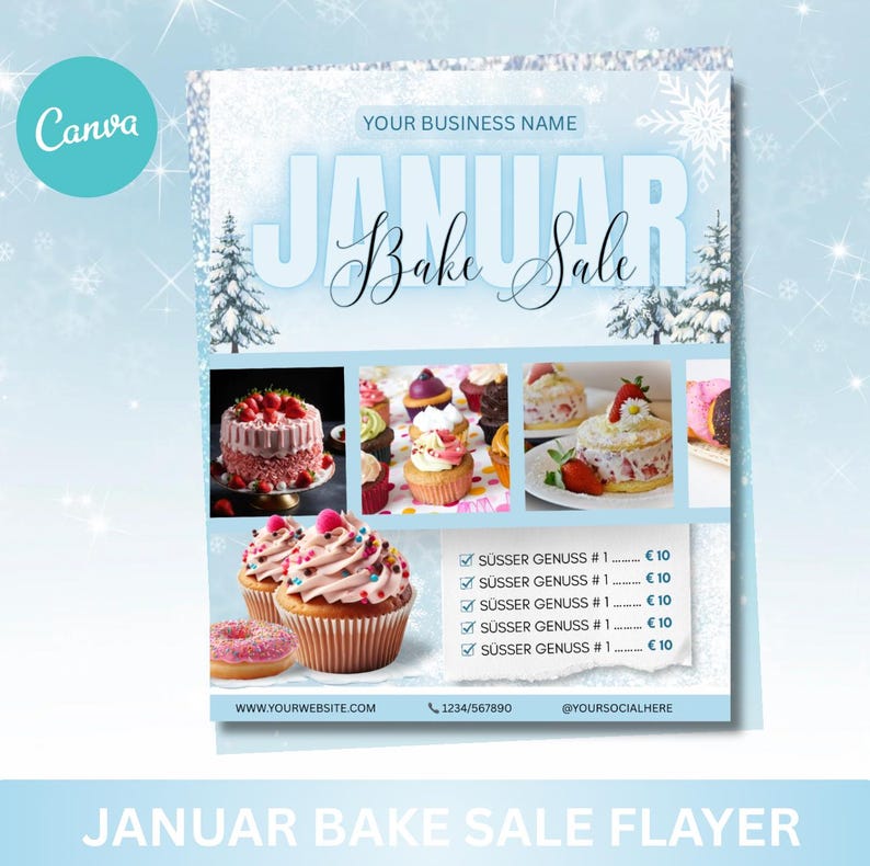 January Bake Sale Flyer | Editable Canva Template | Instagram Post ...