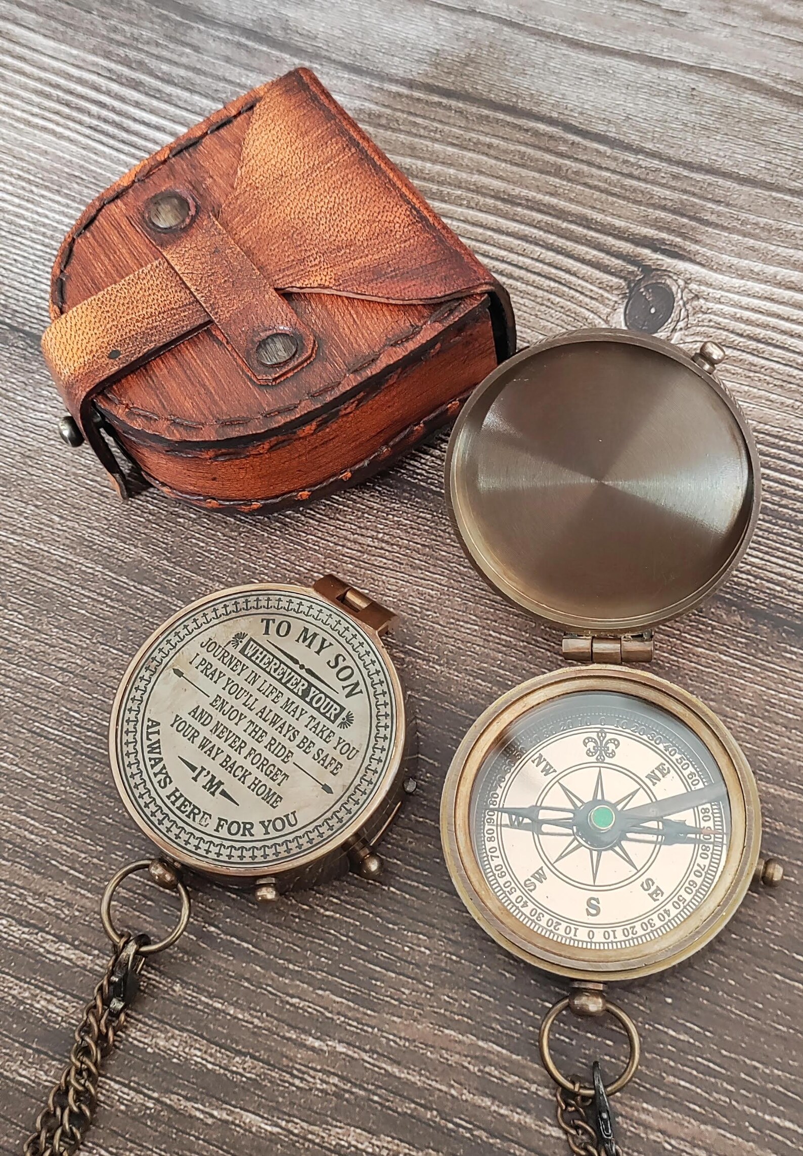 Antique Brass Compass, Vintage Nautical Navigation Compass With Wooden ...