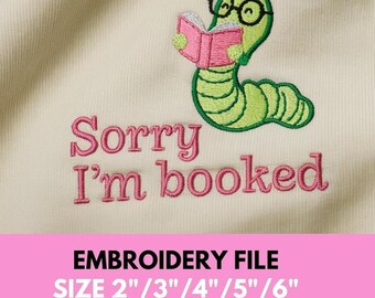 Cute Bookworm Embroidery Design for Kids and Book Lovers, Fun Reading ...