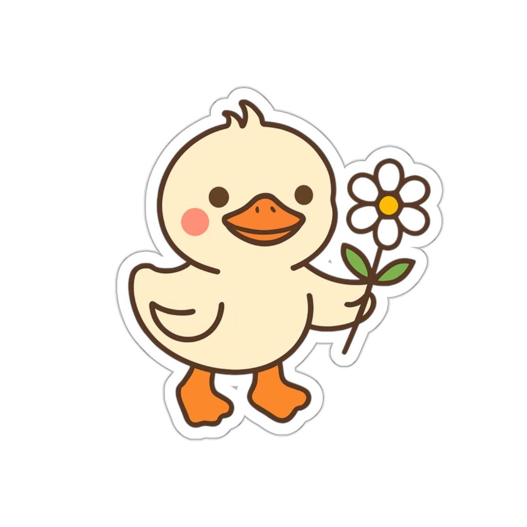 Cute Duck Die-cut Stickers, Quirky Laptop Decal, Adorable Flower ...