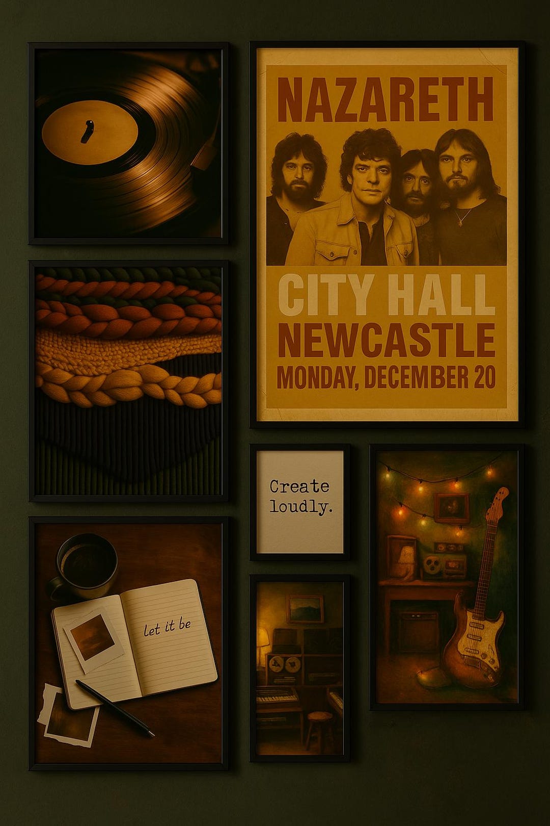 Vintage Music Wall Art Set – 8 Digital Prints | Retro Rock Band Decor ...