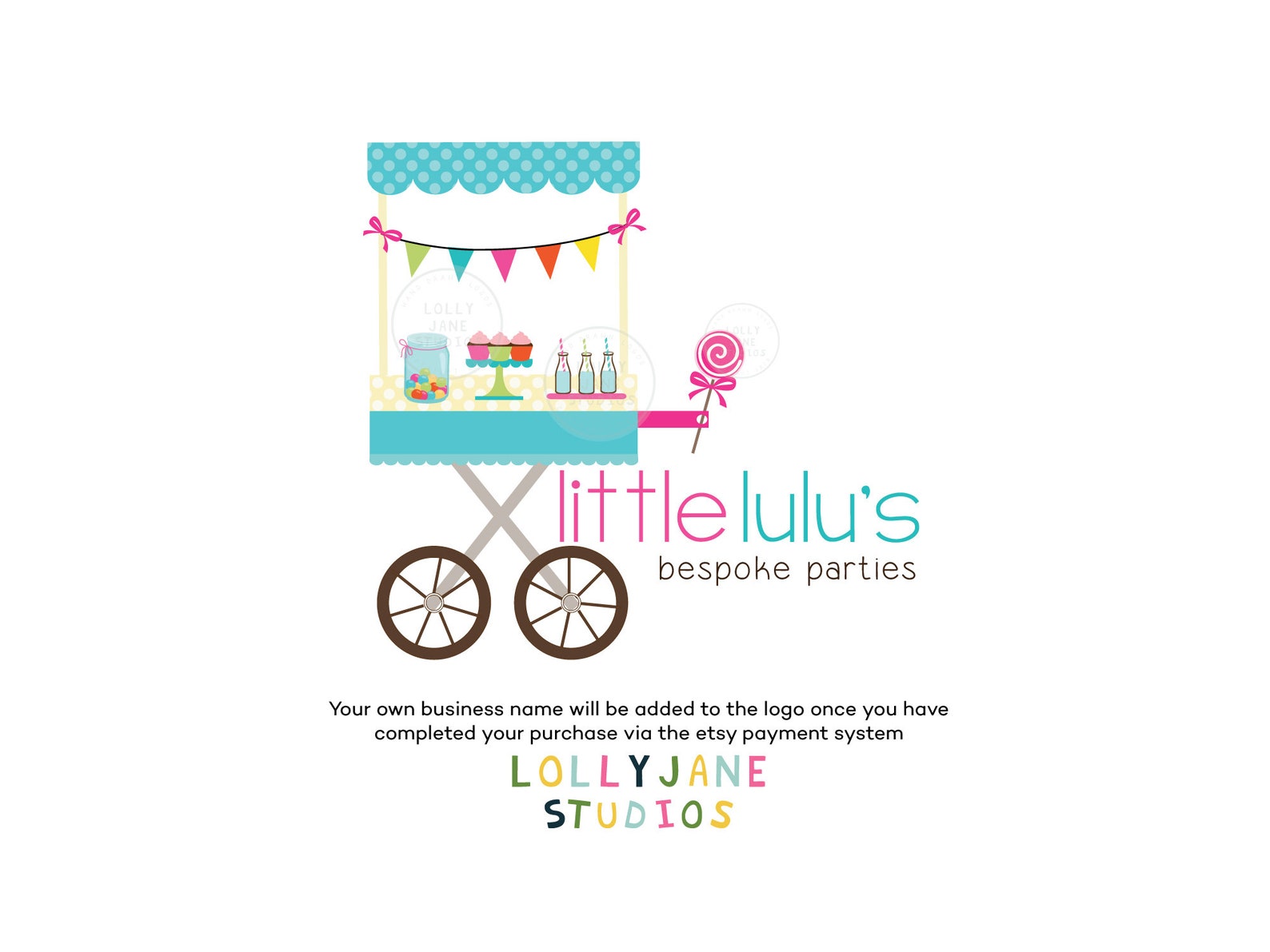 Party logo design candy cart logo party cart logo party | Etsy
