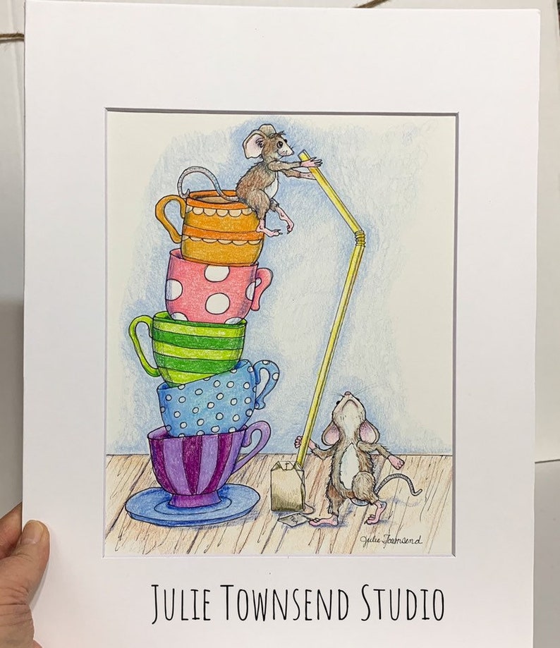 Tea Drinking Mice Tea Lover Tea Cups Earl Grey Mouse Art | Etsy