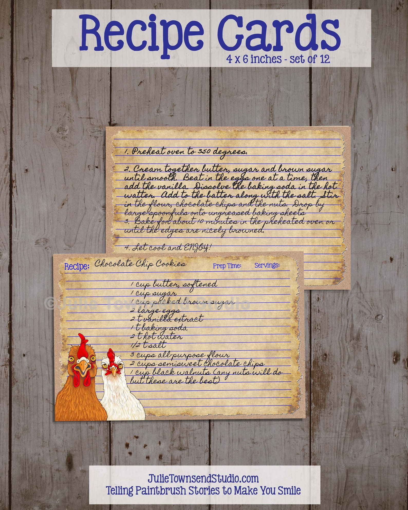 Silly Chicken Recipe Cards Country Kitchen Chicken Lover - Etsy