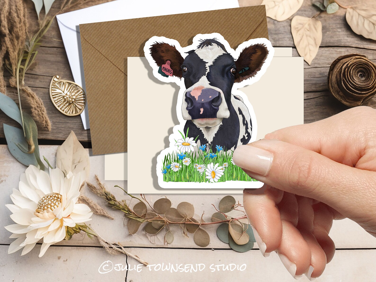 Holstein Dairy Cow Sticker - Black and White Vinyl Decal - Handmade ...