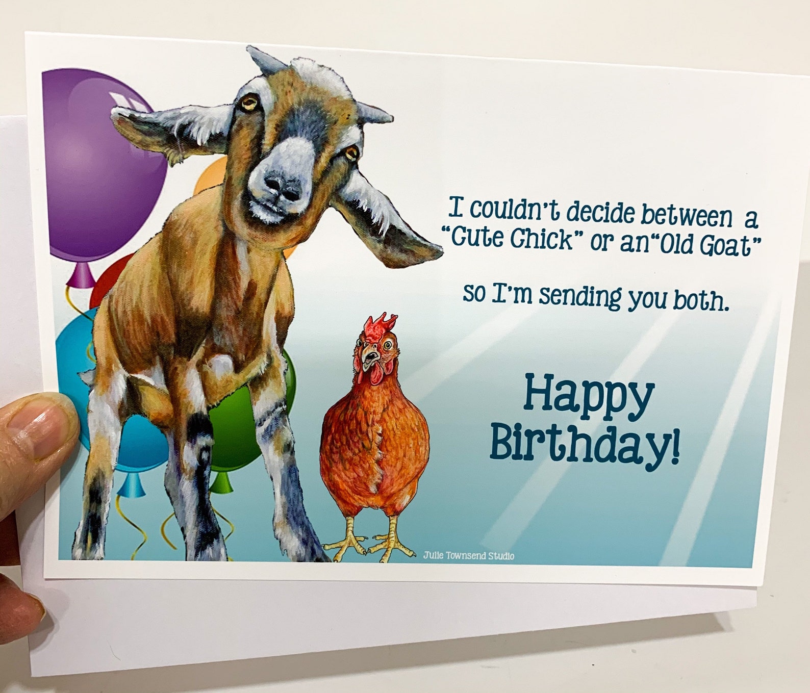 Funny Farm Birthday Card Cute Chick card Old Goat Card | Etsy