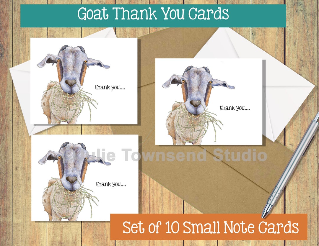 Adorable Goat Thank You Note Card Set Cute Appreciation - Etsy