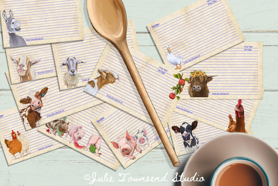 Love Cooking With These Farm Style Recipe Cards - 12 Assorted Original ...