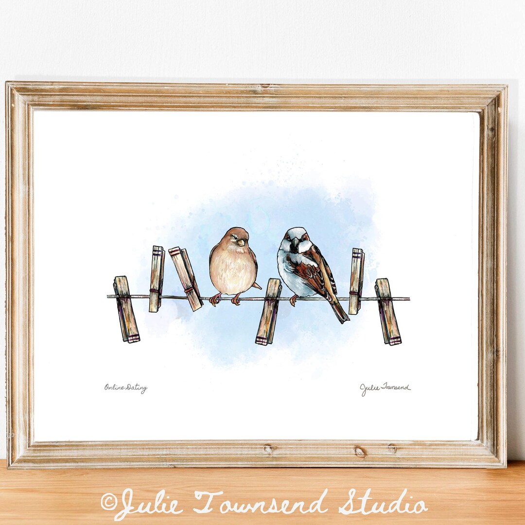 Adorable Pair of Sparrows in Love - Clothes Line Courtship - Online ...