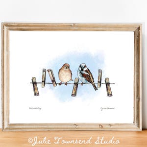 Adorable Pair of Sparrows in Love - Clothes Line Courtship - Online ...