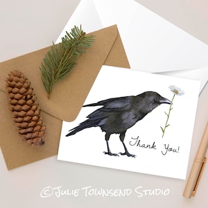 Adorable Crow Thank You Note Card Set Appreciation Cards Thank You Card ...