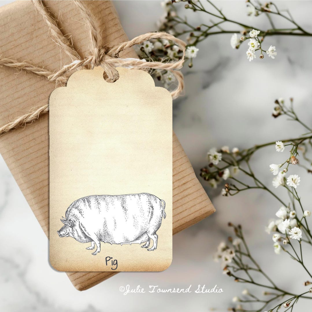 Adorable Vintage Farm Gift Tags - Set of 8 Hand Cut Tags - Handmade ...