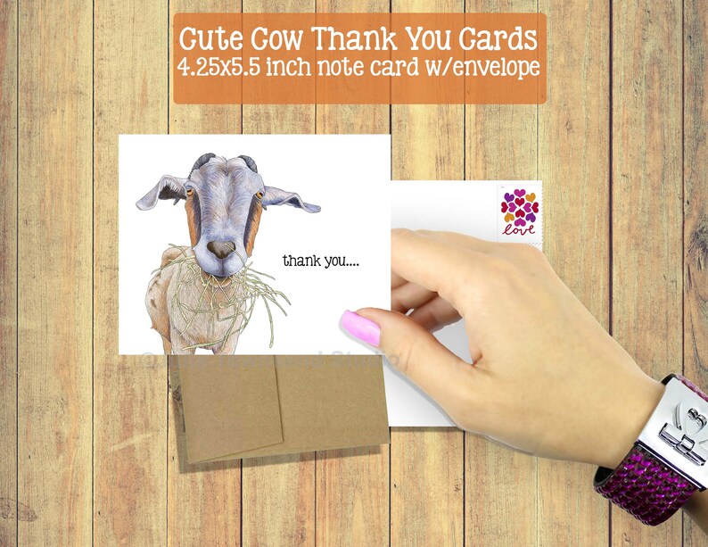 Adorable Goat Thank You Note Card Set Cute Appreciation - Etsy