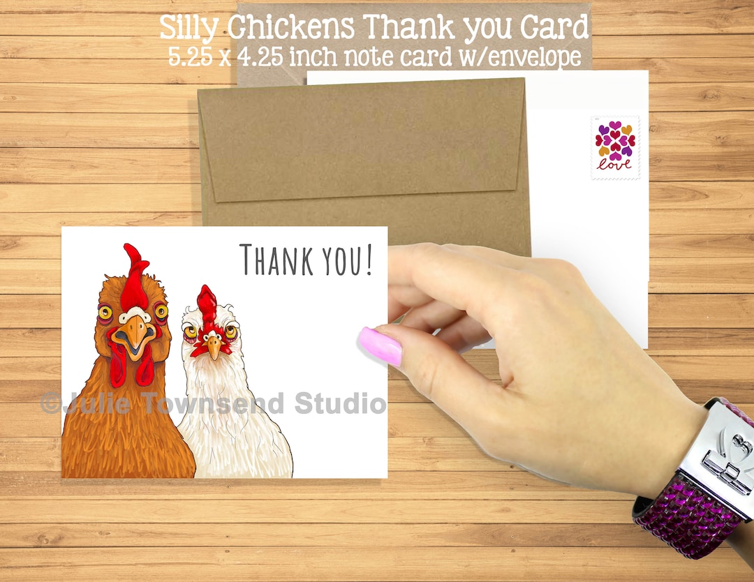 Silly Chickens Thank You Cards Set of 10 Chicken Note Cards - Etsy