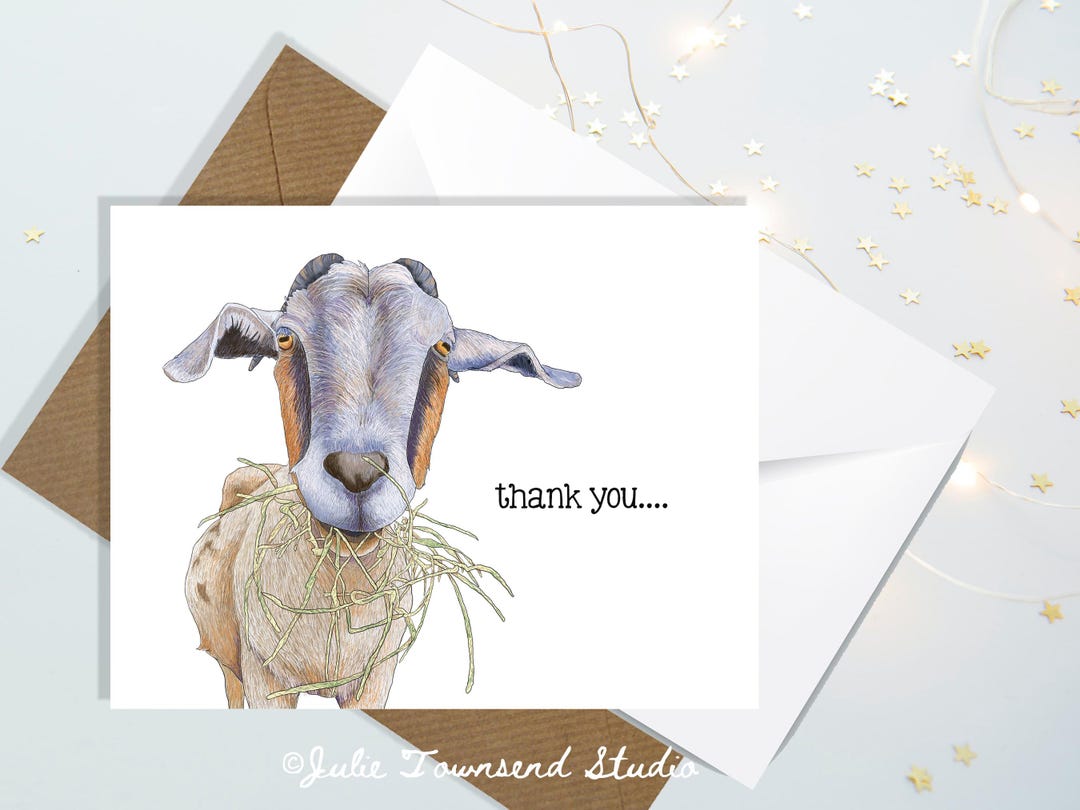 Adorable Goat Thank You Note Card Set - Set of 10 Cards That Are ...