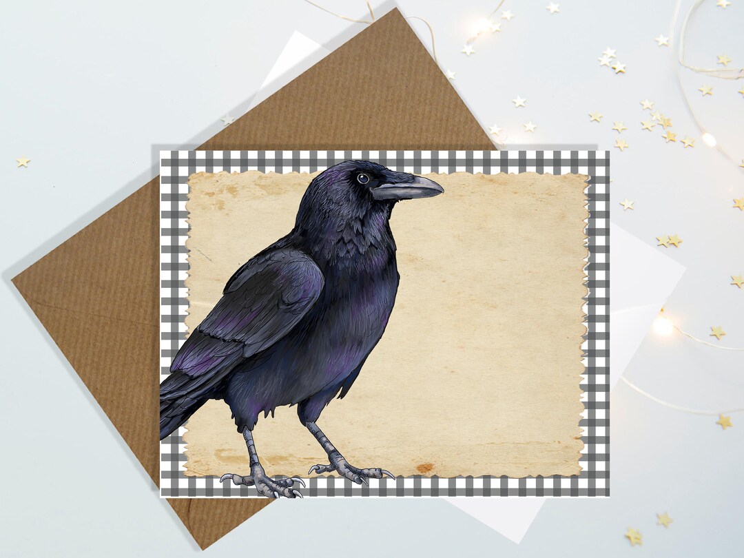 Adorable Primitive Crow Note Card Set - My Original Crow Art Design ...