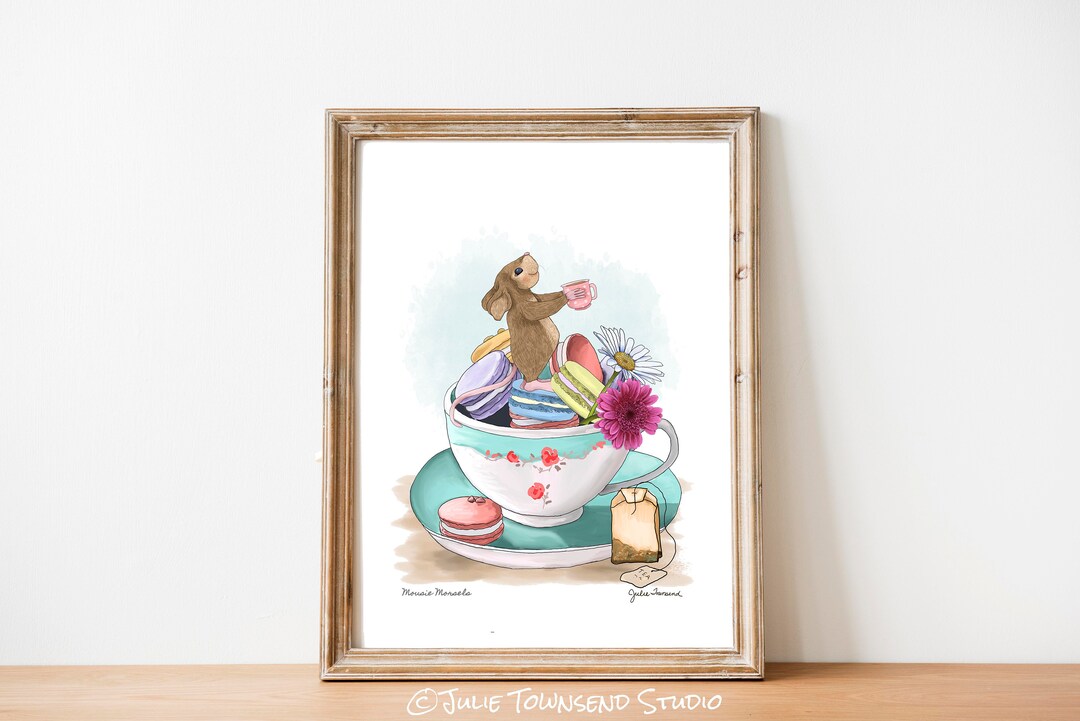 Tea Party Mouse Art for the Nursery or a Child's Room - Macarons and ...