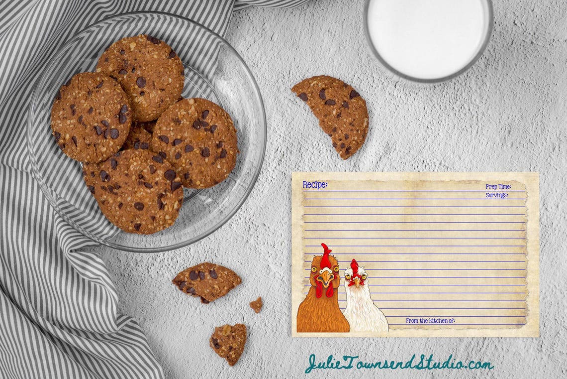 Silly Chicken Recipe Cards - Farmhouse Country Kitchen - Chicken Lover ...