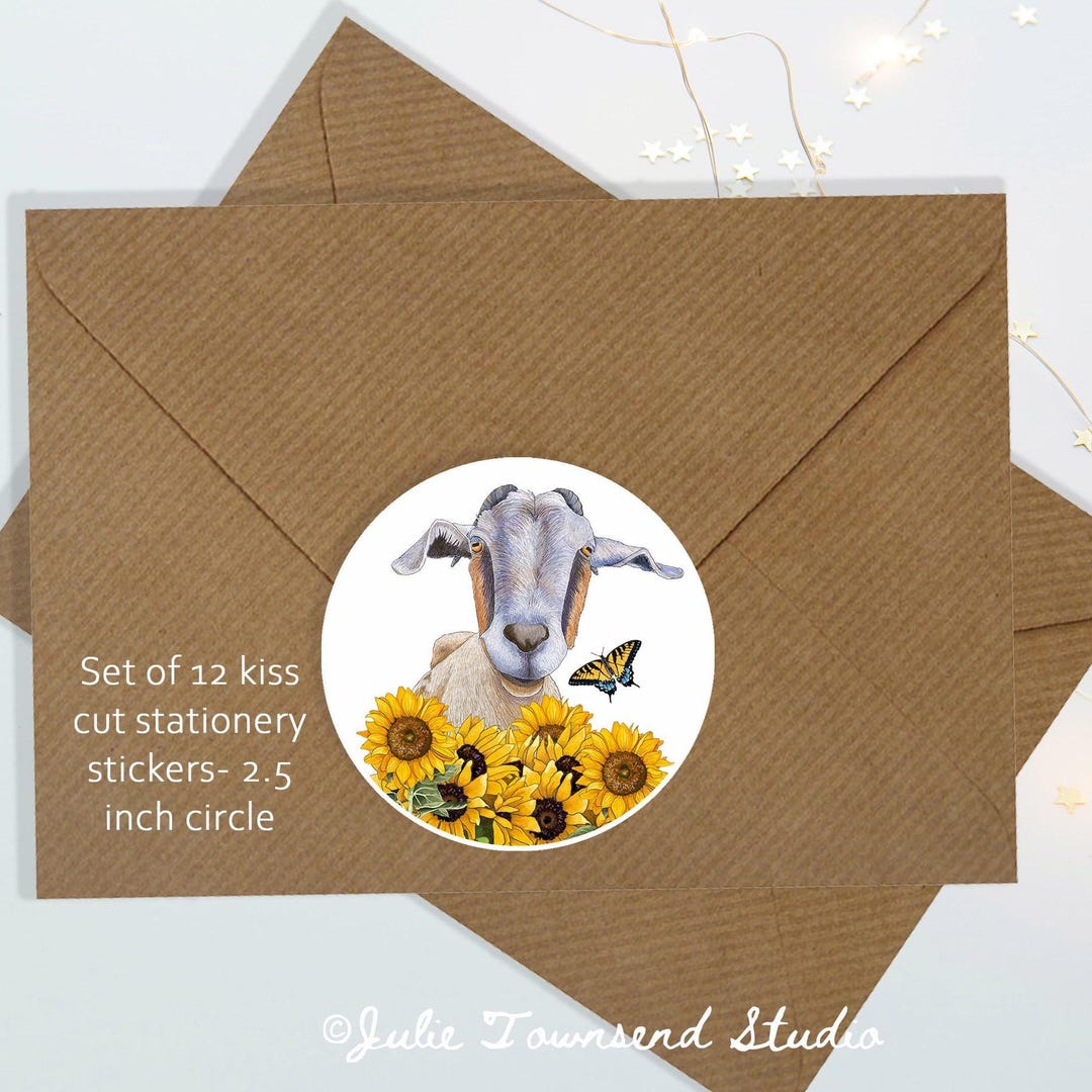 Goat Stationery Sticker Set- Set Includes 12 Kiss Cut Paper Stickers to ...