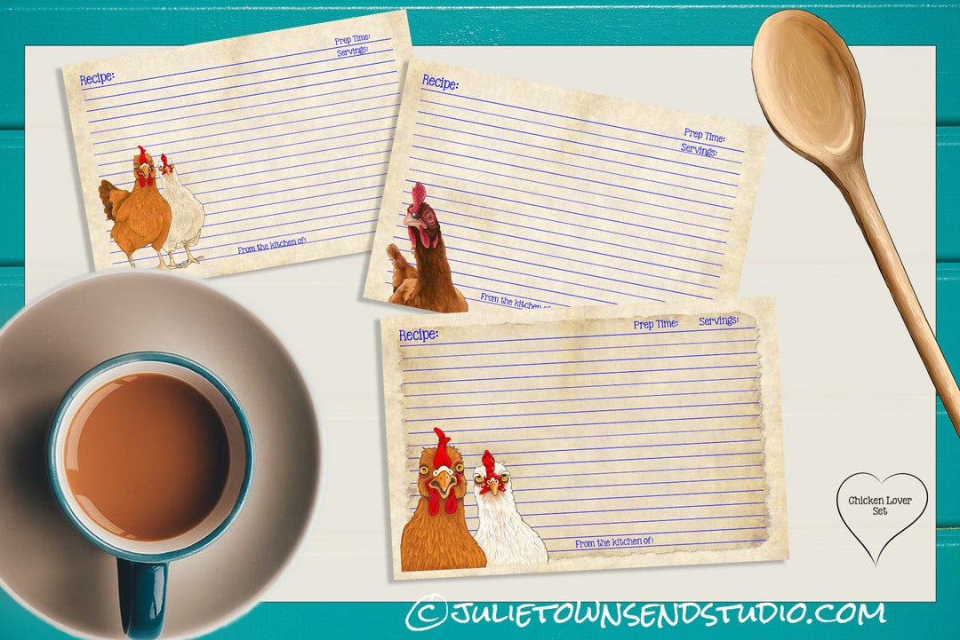 Silly Chicken Recipe Cards - Country Kitchen - Chicken Lover Gift ...