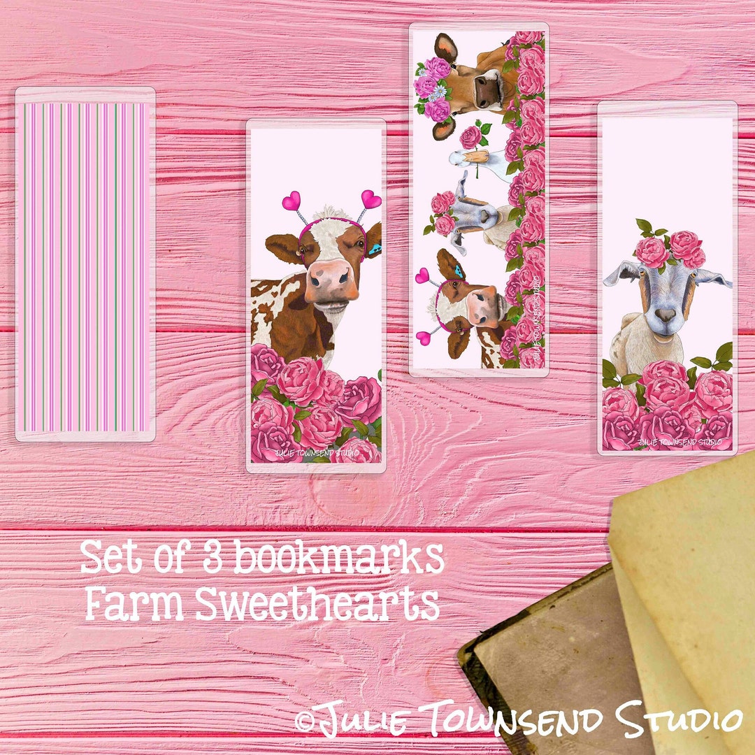 Farm Sweetheart Bookmark Set of 3 Bookmarks Perfect Valentine Gift ...