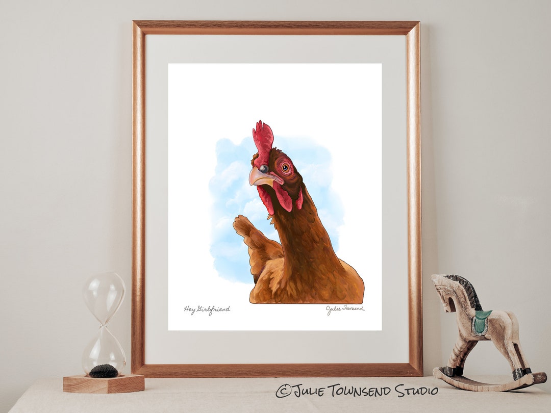 Funny Chicken Illustration Art Print or Note Card Chicken - Etsy